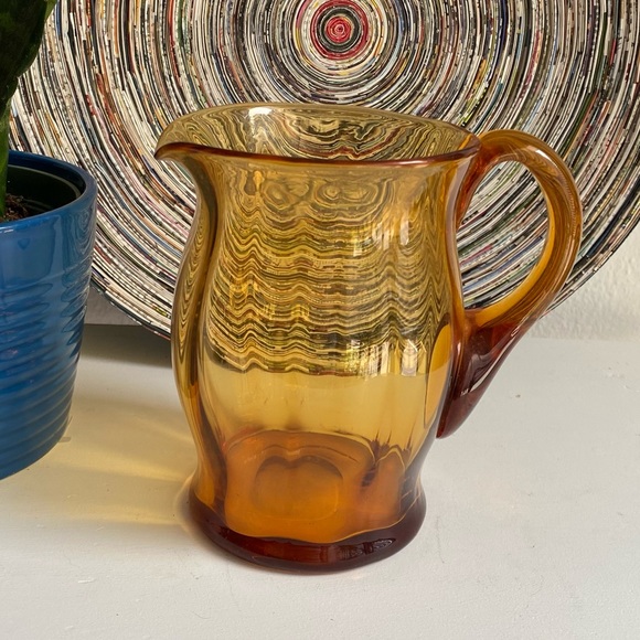 Dining | Vintage Amber Glass Pitcher Jug | Poshmark